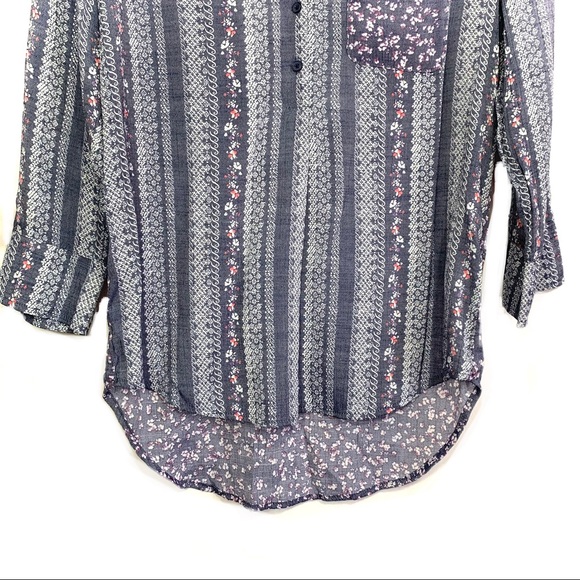 Fred David | Tops | Fred David Blue White Floral 34 Sleeve Blouse ...